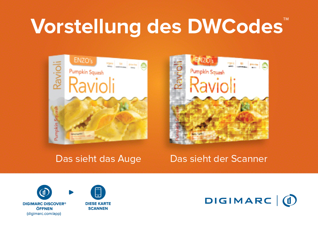 Graphic visualizing the Digimarc barcode in German
