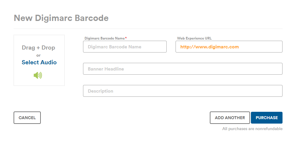 2 Enter the information for the new Digimarc Barcode: